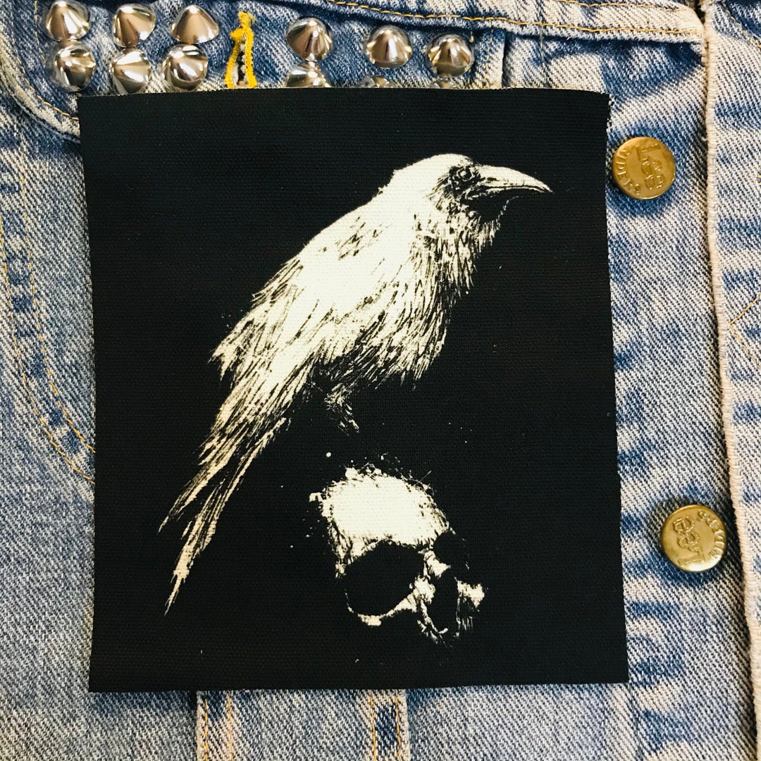 White Raven, Cloth Patch, Canvas Patch, Cotton Patch, Fabric Patch ...