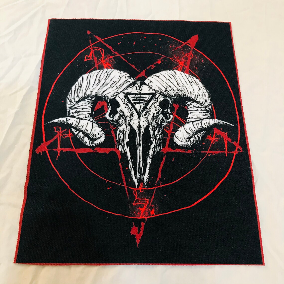 Satanic ram skull back patch canvas patch back patch | Etsy
