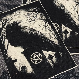 Mourning Raven, , Raven Patch, Cloth Patch, Canvas Patch, Goth Patch ...