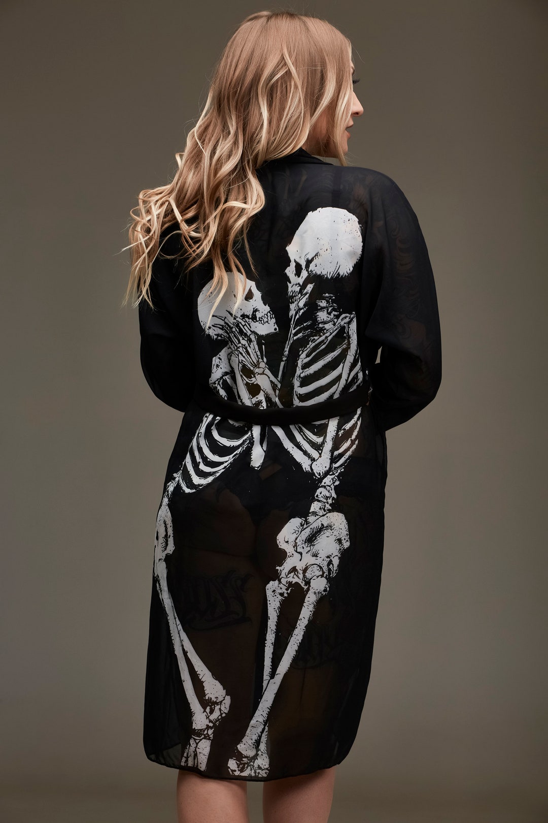 Black Kimono, Skeleton Lovers Kimono, Eternal Embrace, Skeleton Robe ...