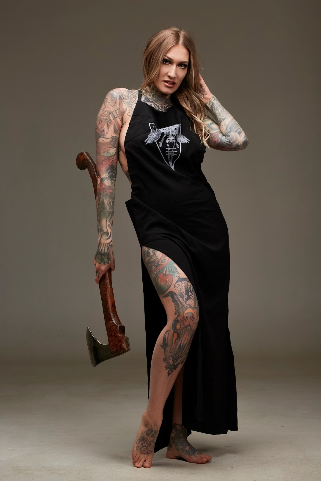 Robe tablier Mayhem Angel, robe tablier sexy, robe noire, tablier ...