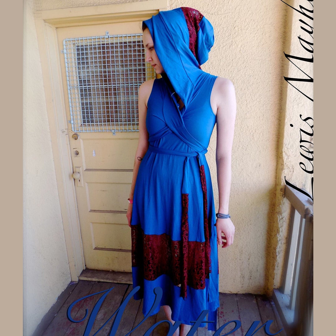 Teal Solstice Robe Loose Dress Wiccan Robe Short Sleeve - Etsy