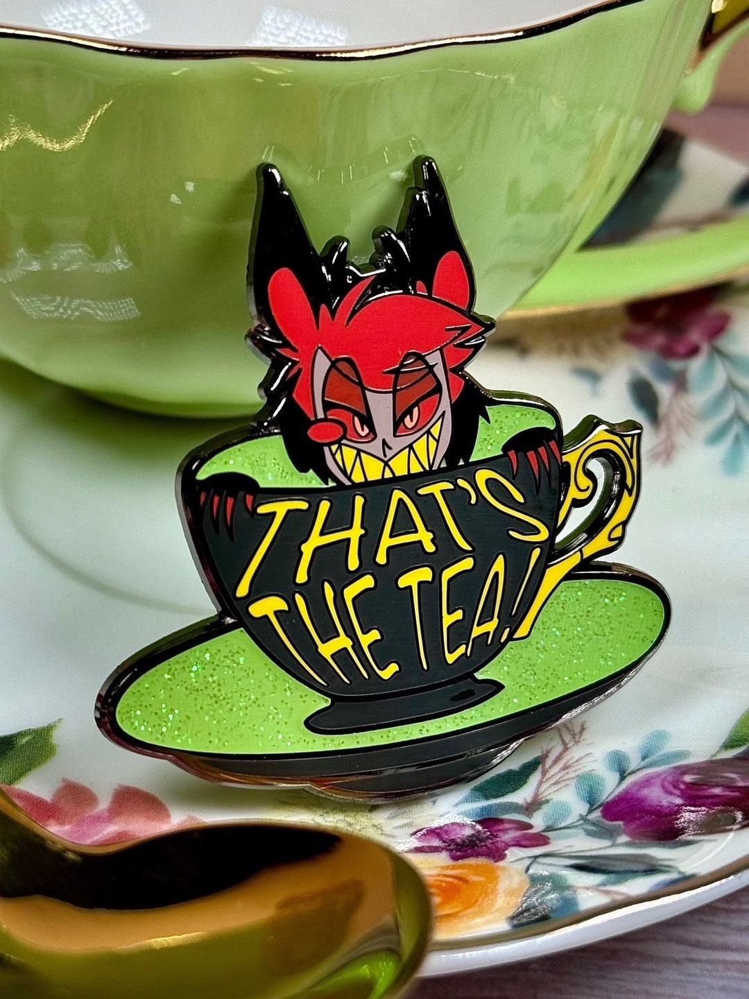 Teacup Alastor Hard Enamel Glitter Pin Hazbin Hotel — That’s the Tea ...