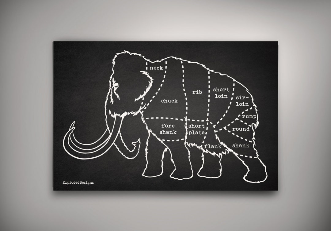 Woolly Mammoth Butcher Cut Art Print Poster - Etsy