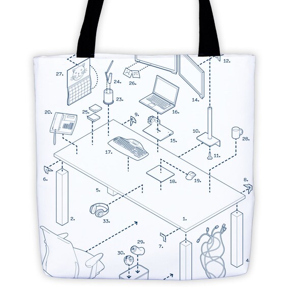 Exploded Modern Work Space Tote Bag | Etsy