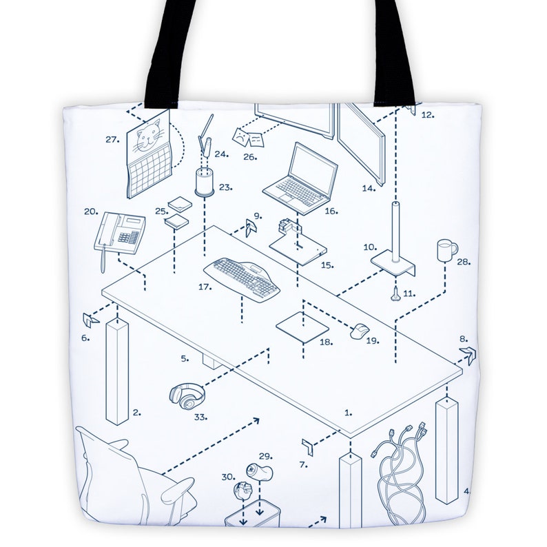Exploded Modern Work Space Tote Bag - Etsy