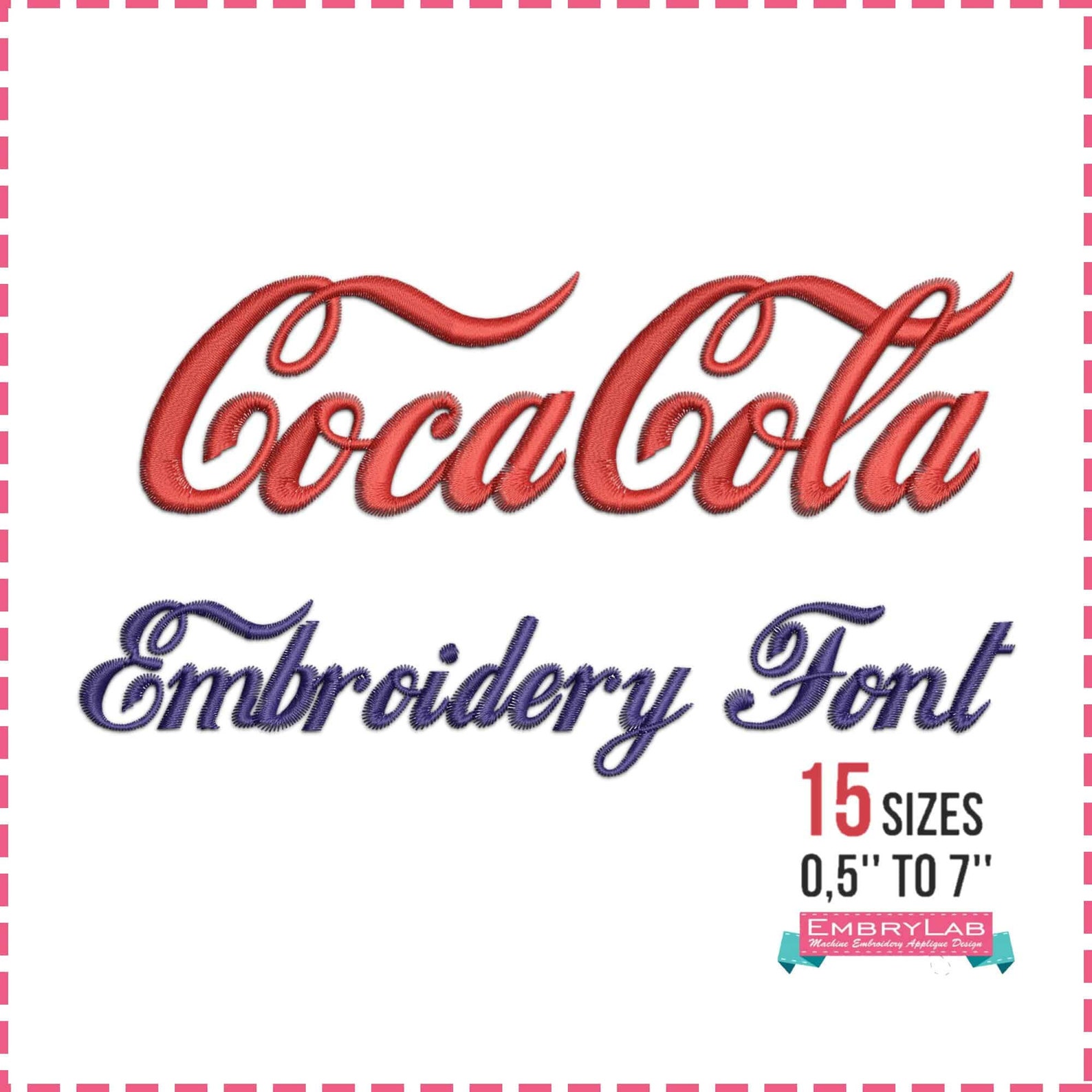 Coca Cola Embroidery Font. Script Monogram Machine Embroidery | Etsy