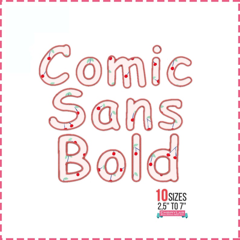 Comic Sans Bold Applique Font. Machine Embroidery Alphabet | Etsy