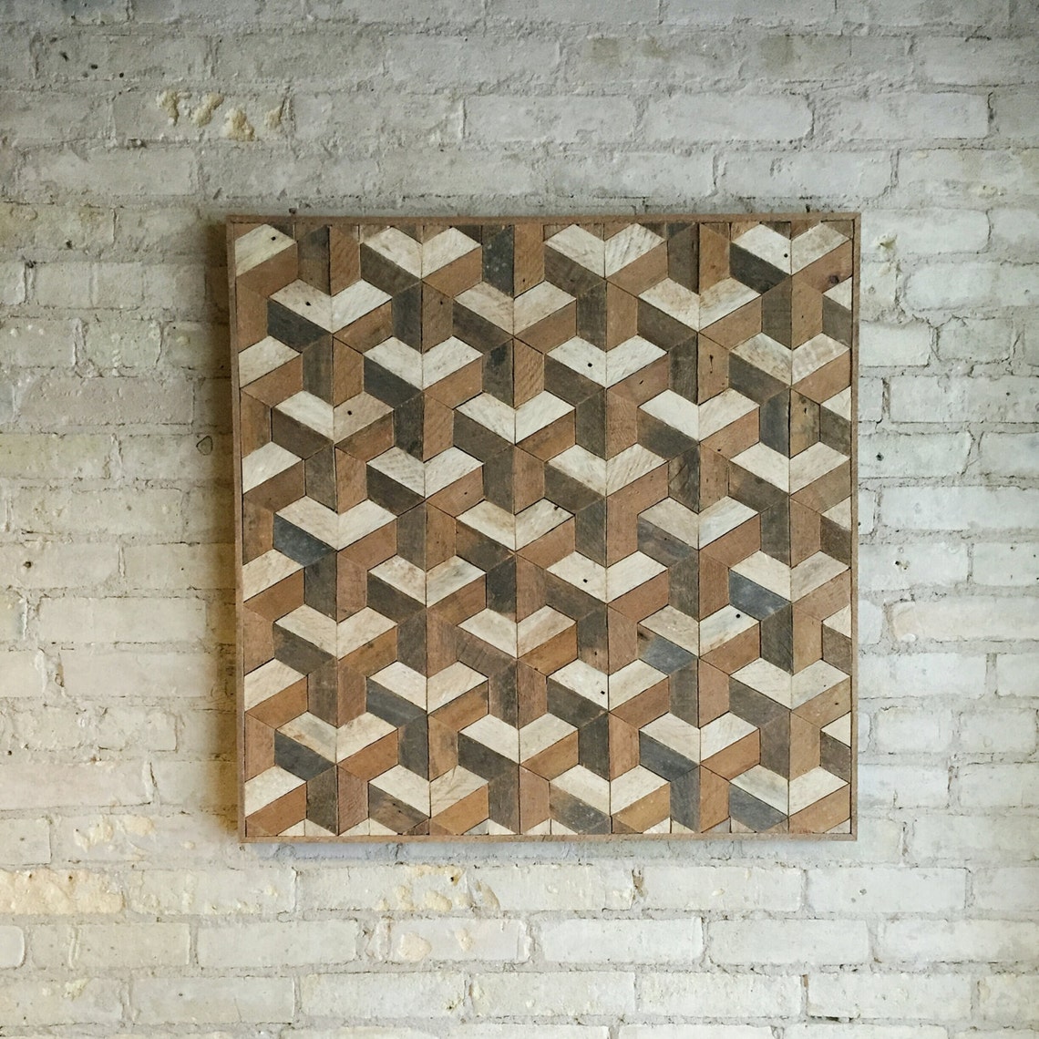 Reclaimed Wood Wall Art Wood Wall Art Tessellation Wood | Etsy