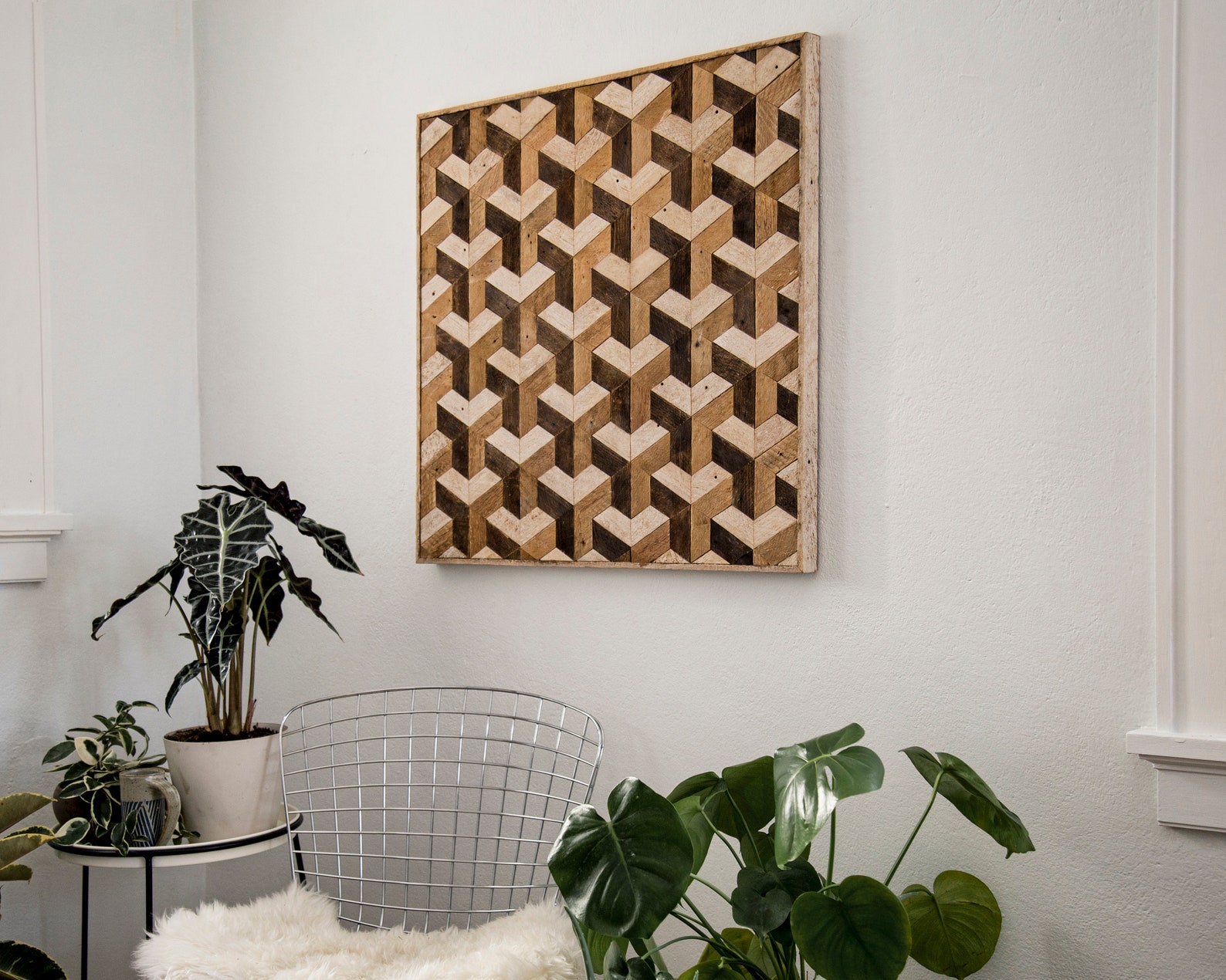 Reclaimed Wood Wall Art Wood Wall Art Tessellation Wood | Etsy