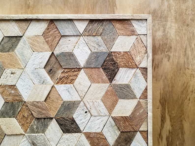 Reclaimed Wood Wall Art Wood Wall Decor Geometric Pattern | Etsy UK