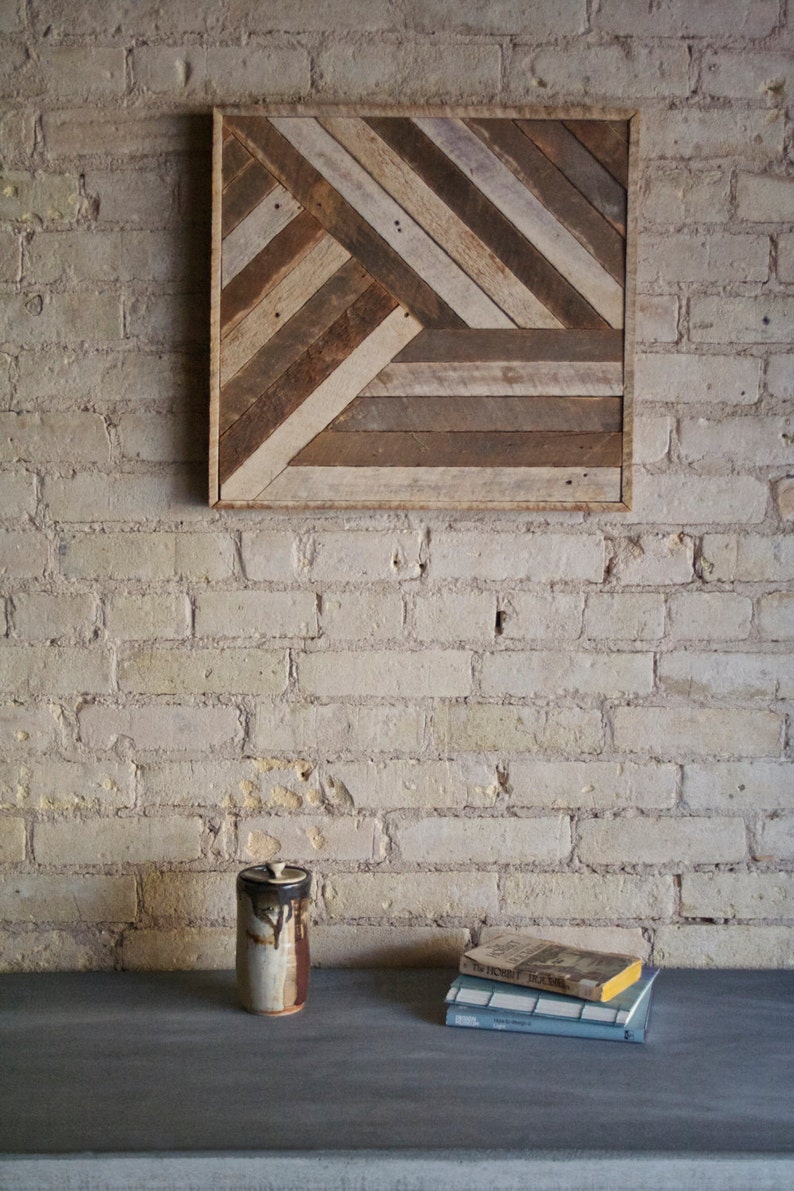Reclaimed Wood Wall Art Decor Lath Pattern Geometric 19 X - Etsy
