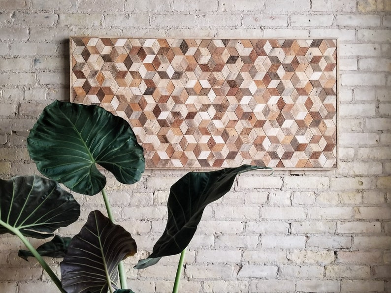 Reclaimed Wood Wall Art Wood Wall Decor Geometric Pattern | Etsy UK