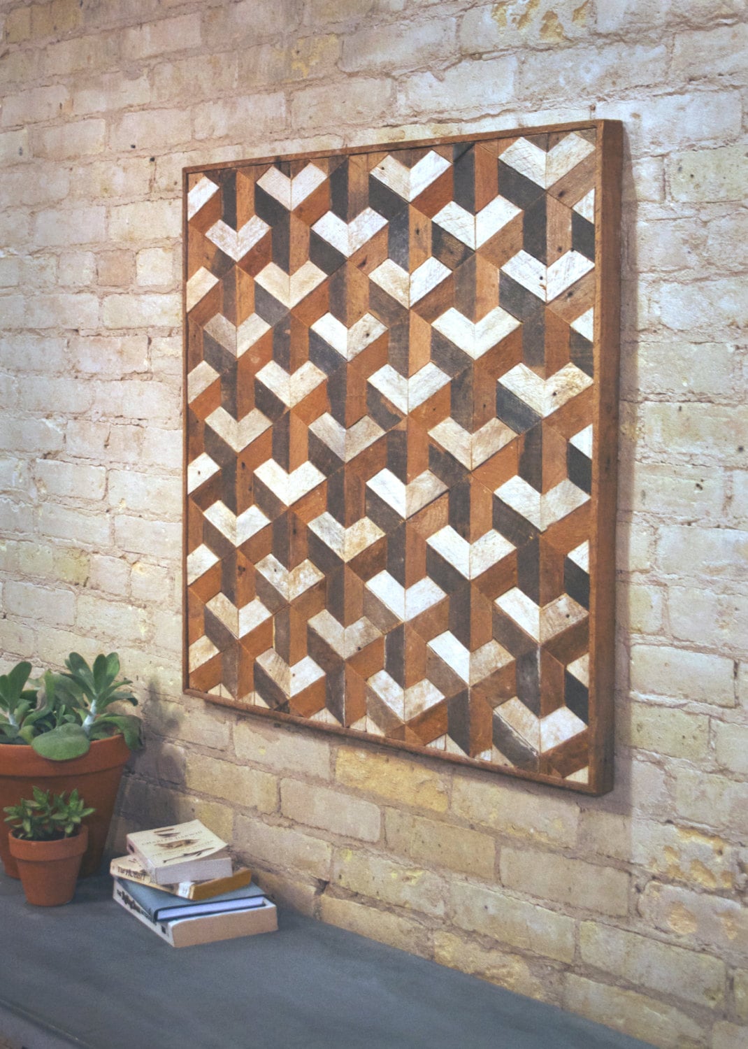 Reclaimed Wood Wall Art Wood Wall Art Tessellation Wood | Etsy