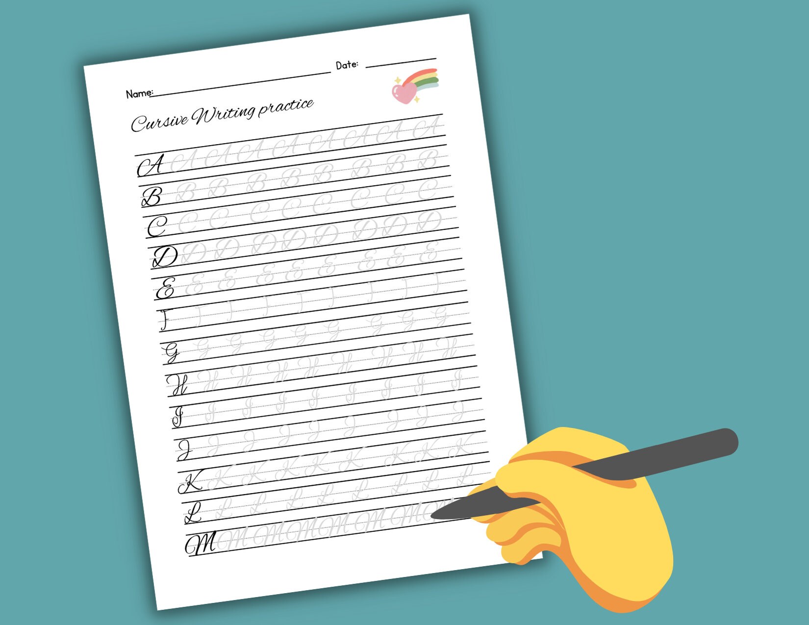 ABC Alphabet Handwriting Practice Sheets Including Cursive, Printable ...