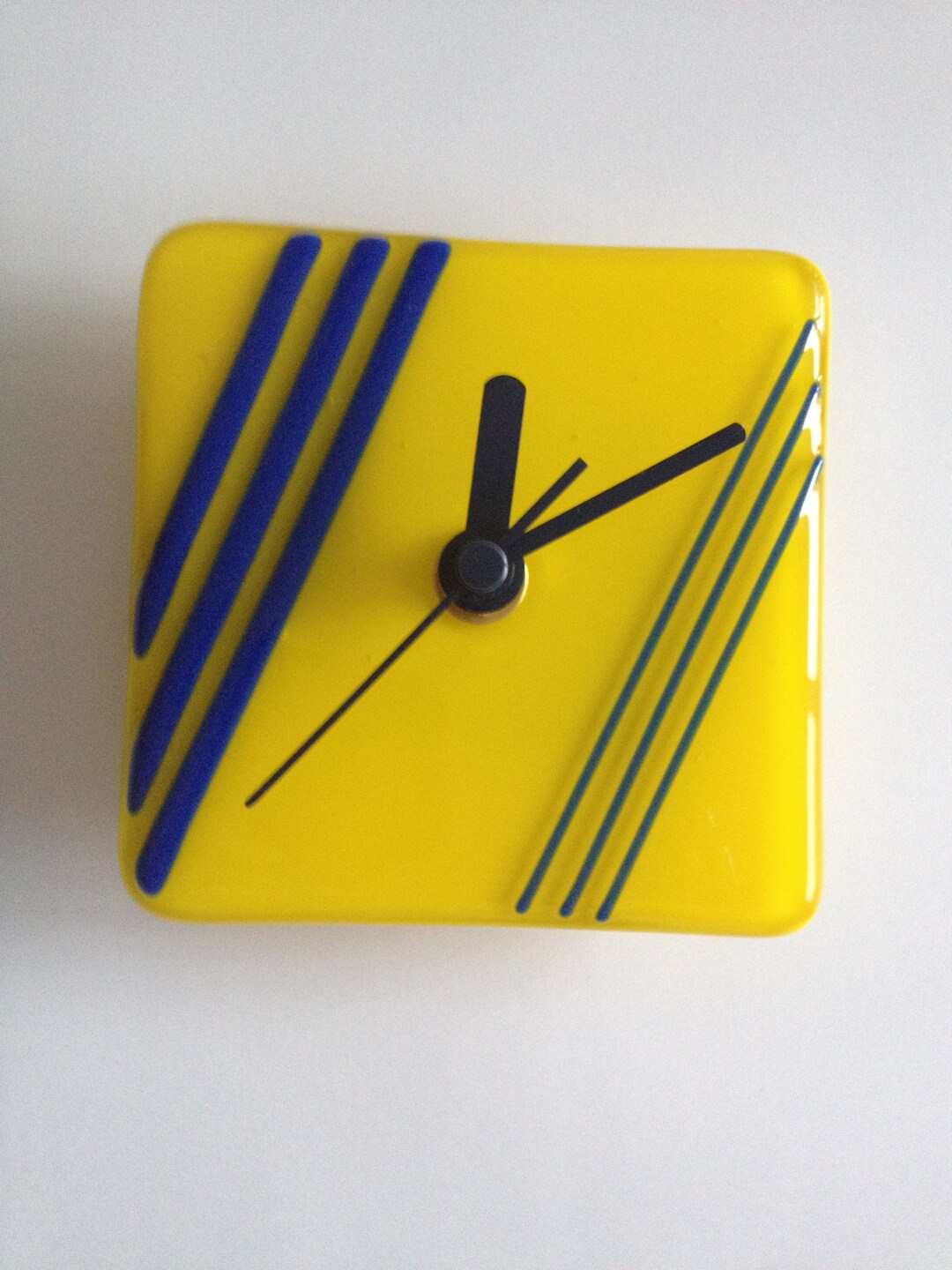 Yellow and Blue Stained Glass Mini Clock - Etsy Australia