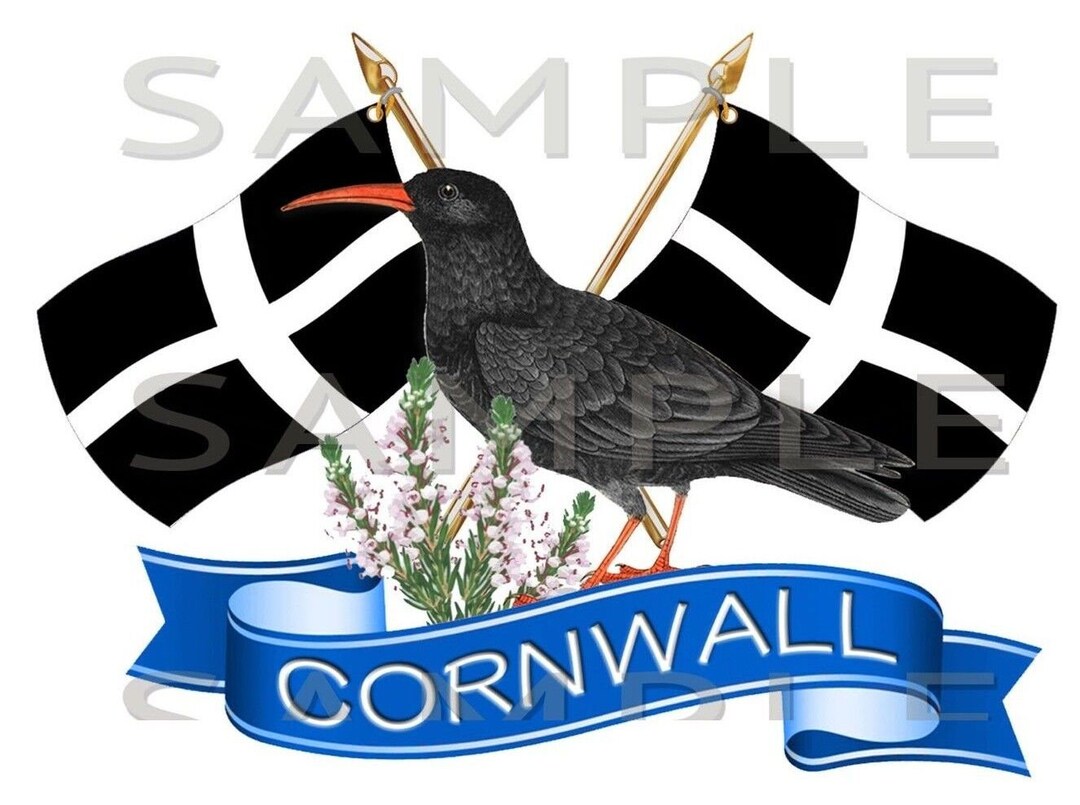 Cornwall, Cornish Chough, Crossed Flag Sticker, - Etsy