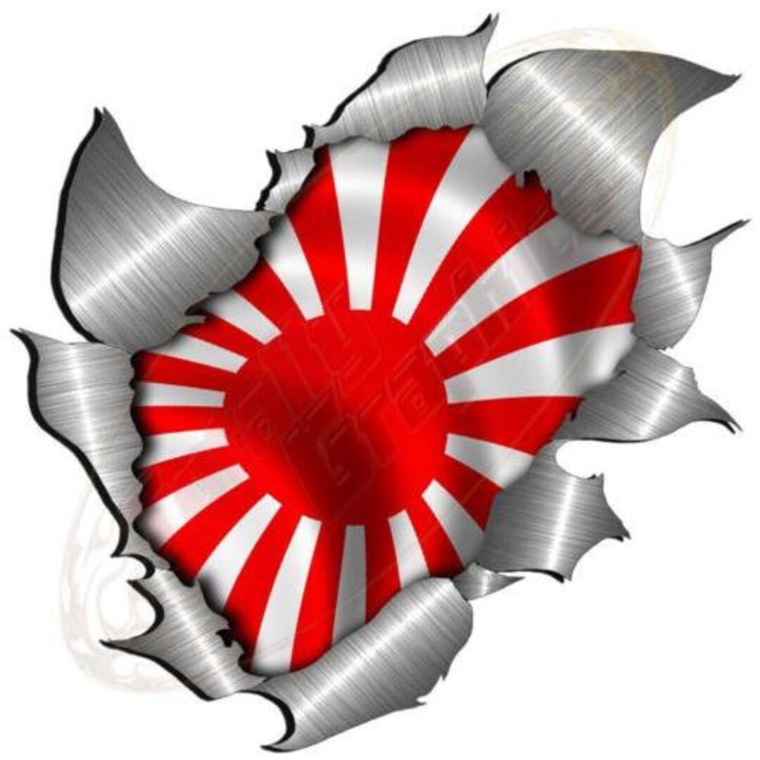 Single Metal Rip Torn Open Rising Sun Japanese Flag Sticker - Etsy
