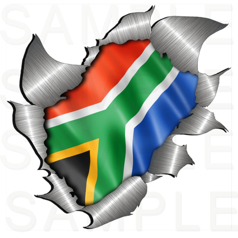 Single Metal Effect Ripped Torn South Africa Flag Sticker - Etsy
