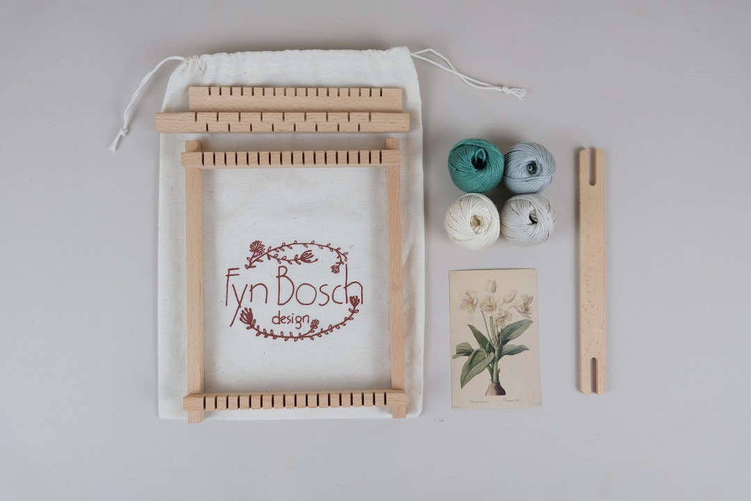Botanical Weaving Kit With Wooden Loom, Natural Cotton Yarns - Etsy