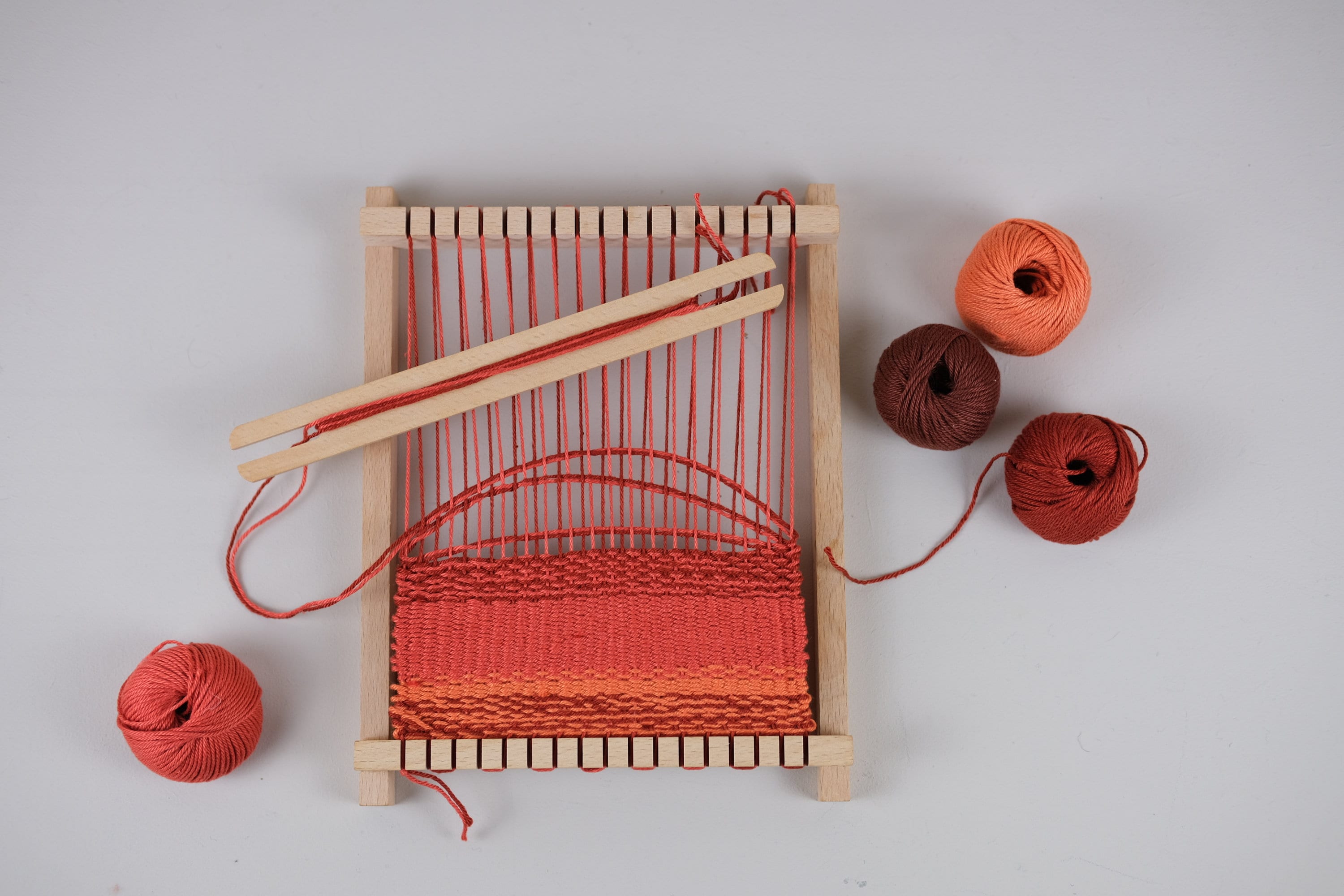 Botanical Lilium Orange Big DIY Weaving Kit Loom Wooden Frame Natural ...