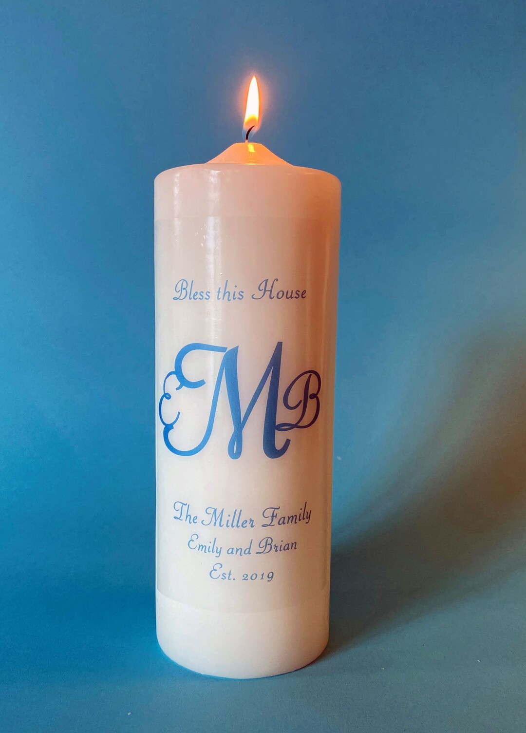 Monogrammed Candle Script Font, Three Initials, Personalized, White or ...