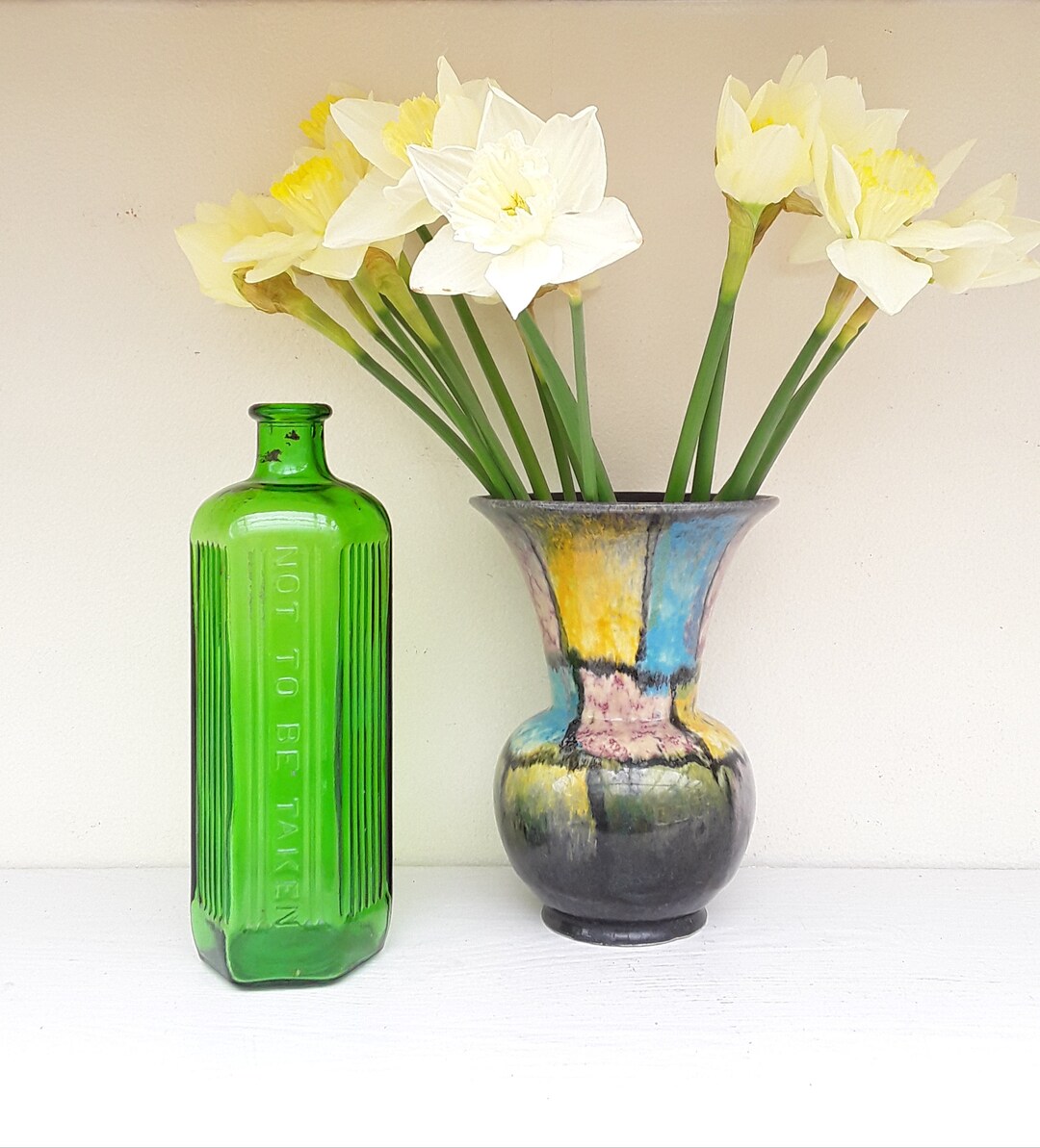 Vintage Green Hexagonal Glass Poison Bottle. Tall Hexagonal 12 Fluid ...