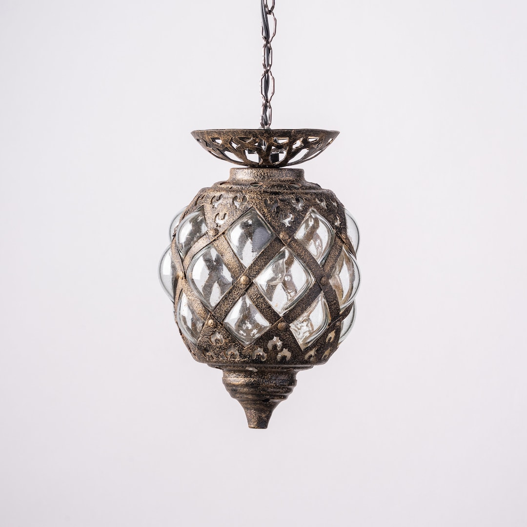 Large "lace" Pendant Lamp in Blown Glass, Antique Hand-blown Glass ...
