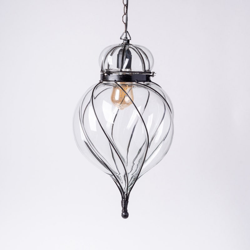 Blown Glass Pendant Light - Etsy