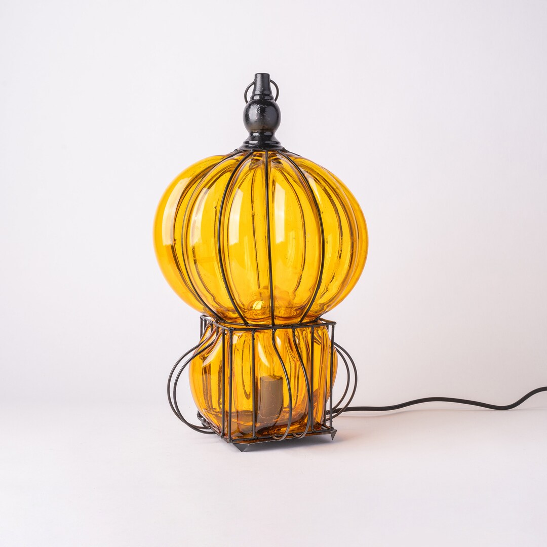 Large "sidi Bou Saïd" Table Lamp in Blown Glass, Honey Color, Murano ...