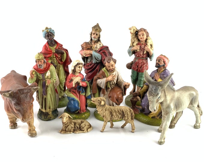 Vintage Nativity Set, Nativity Scene, Crib Figurines, Elastolin Figures ...
