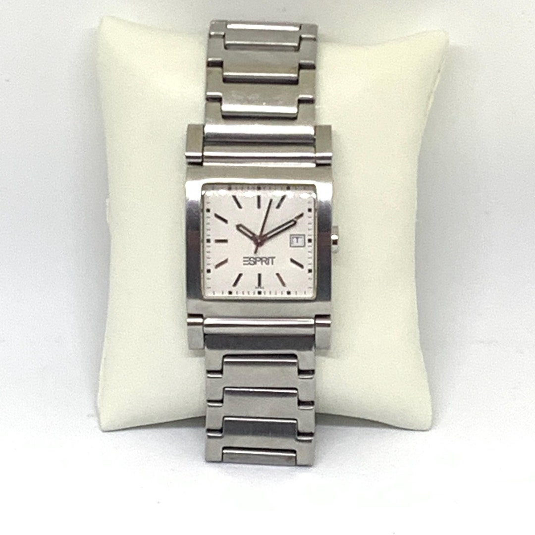 Vintage Esprit Tank Watch: Stainless Steel Quartz Designer Watch - Etsy