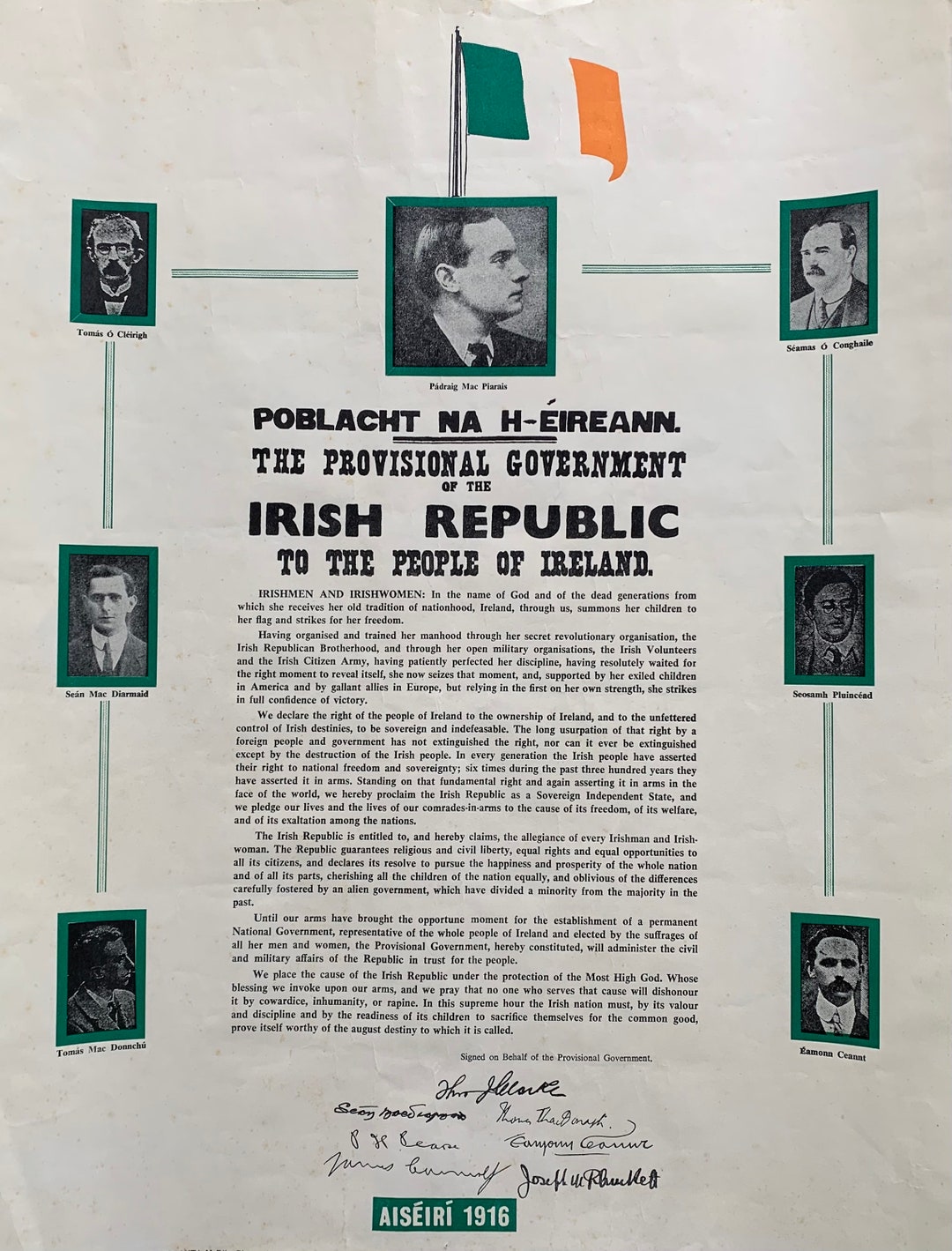 Rare Proclamation of the Freedom of the Irish Republic on the 50th ...