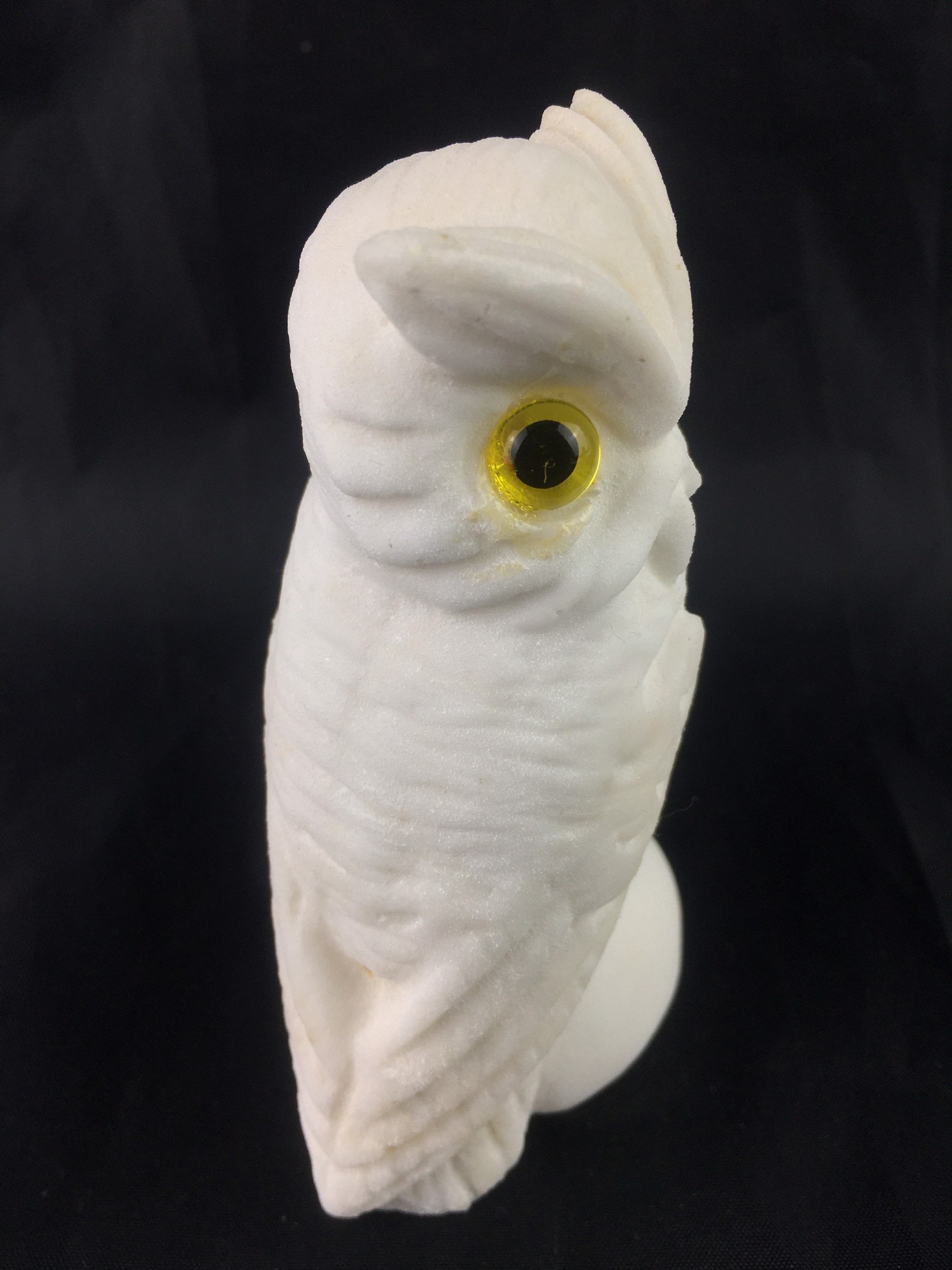 Alabaster Snow Owl Figurine by Norlean Glass Eyes Made in - Etsy