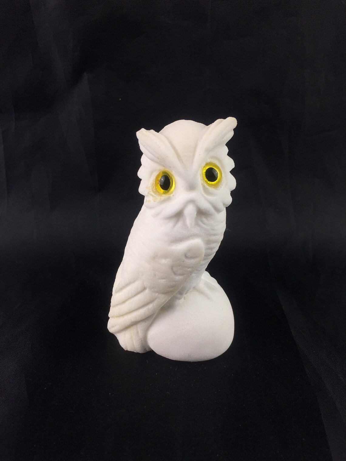 Alabaster Snow Owl Figurine by Norlean Glass Eyes Made in | Etsy