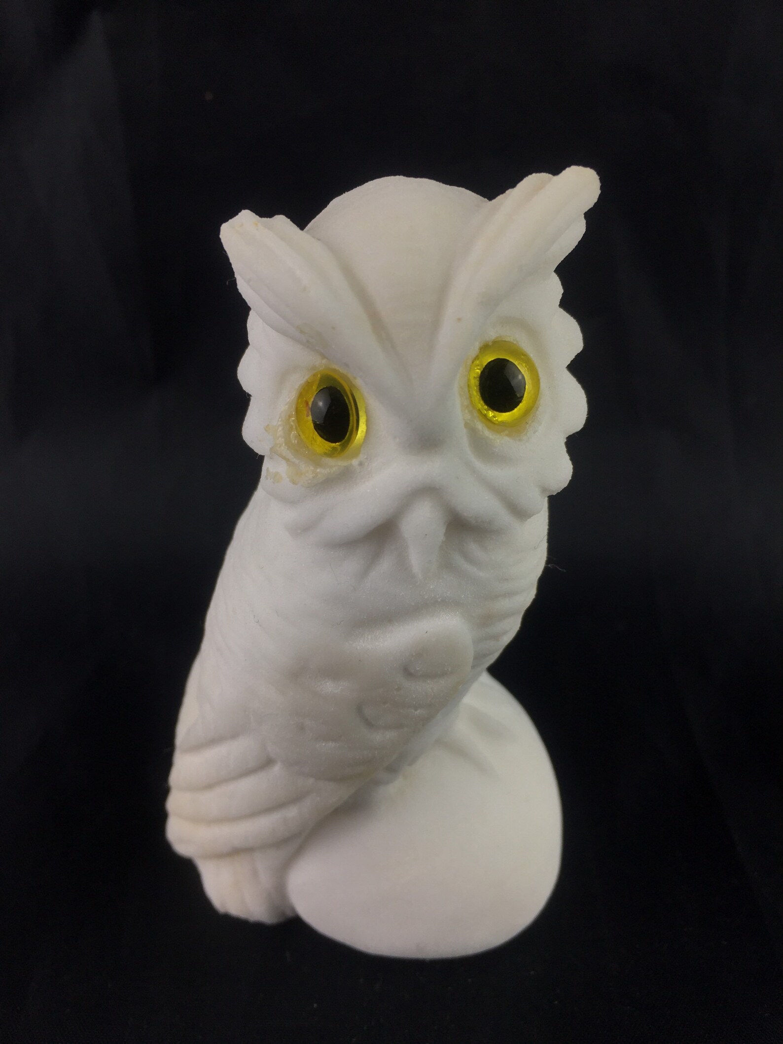 Alabaster Snow Owl Figurine by Norlean Glass Eyes Made in | Etsy