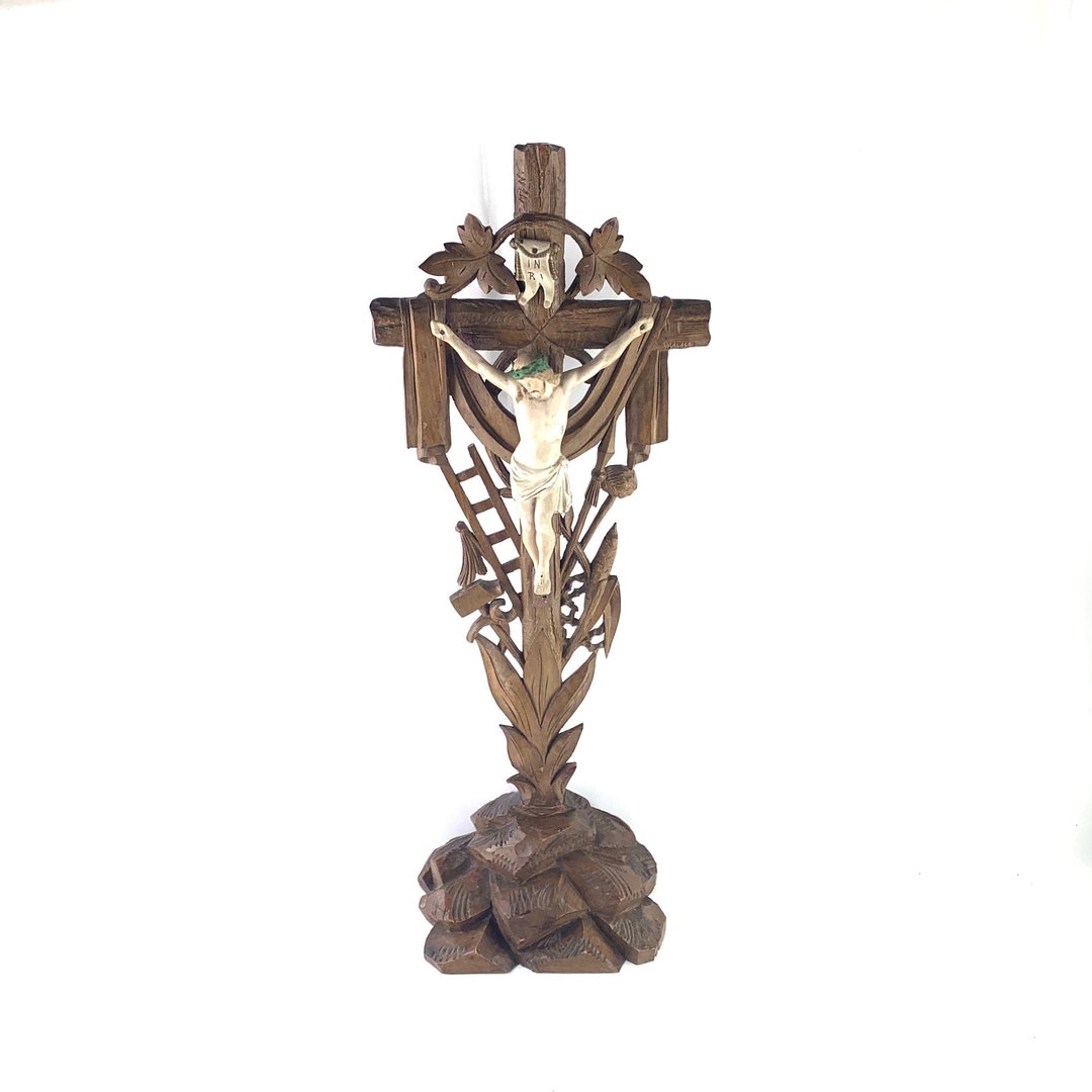 Antique Crucifix, French Crucifix, Arma Christi, Religious Cross, Black ...