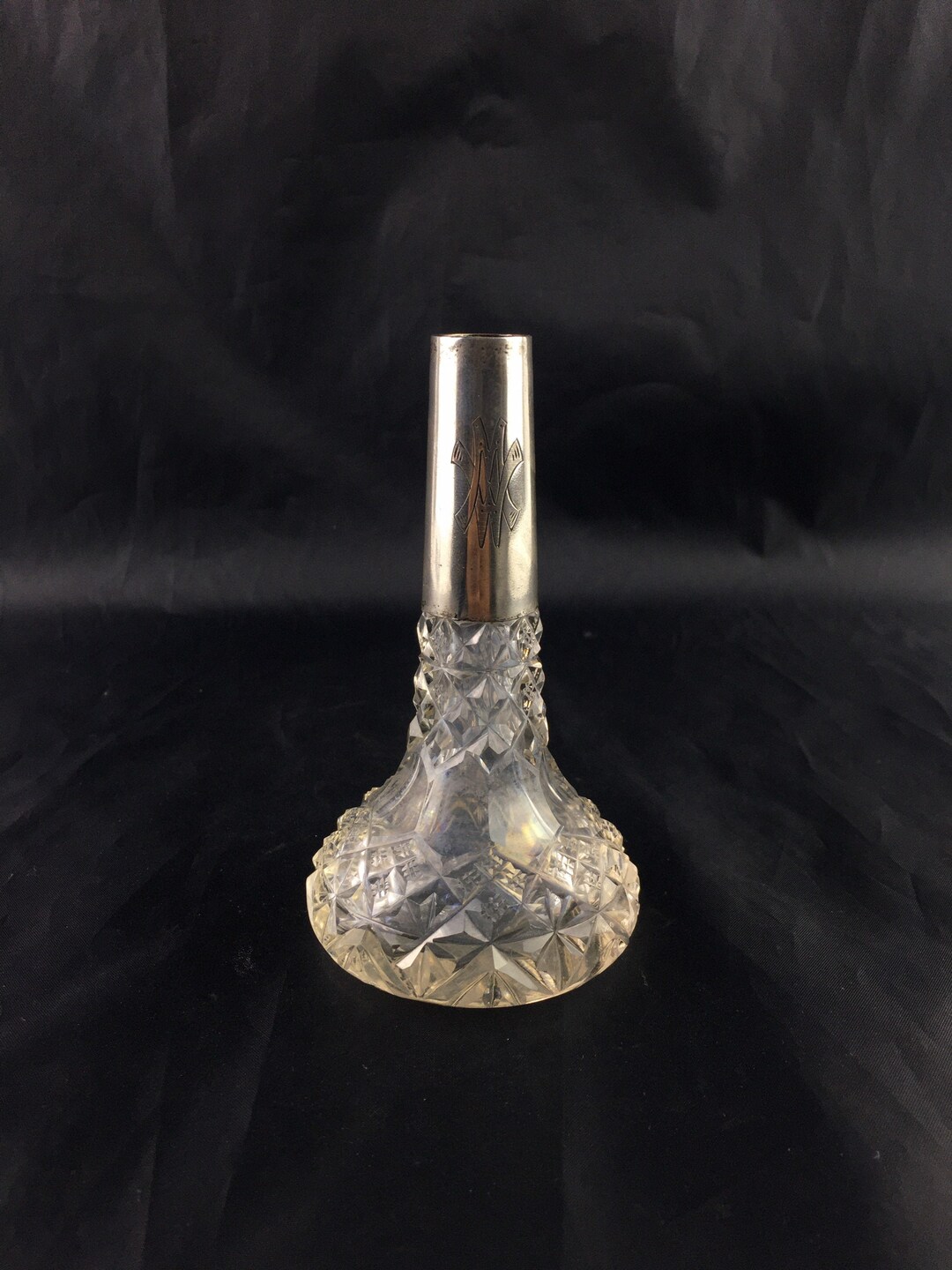 Antique Franz Mosgau Crystal Vase: Sterling Silver Neck, German Cut ...