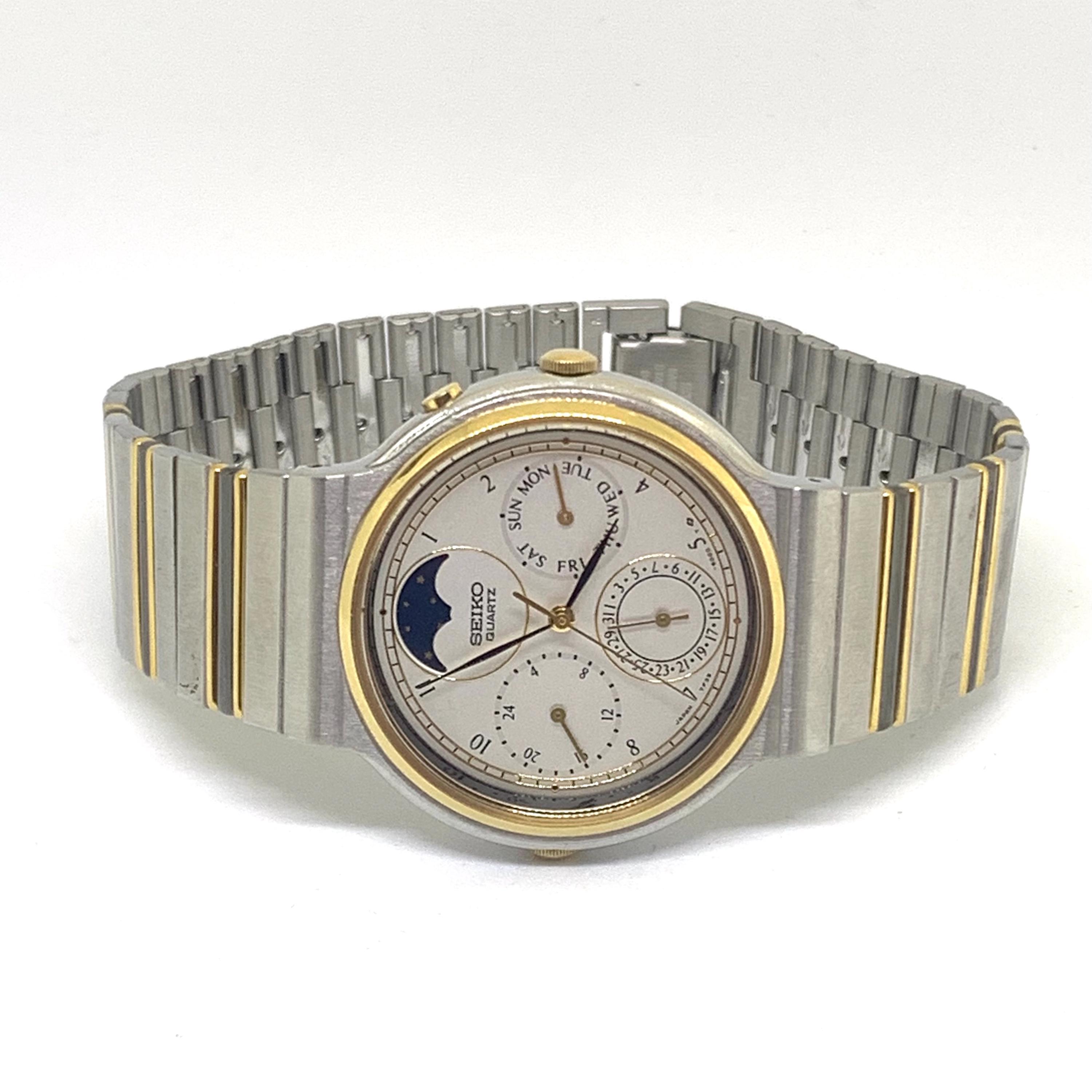 Vintage Watch, Seiko Moonphase, Calender, 7F39-6000, 80's Vintage Watch, Seiko Moonphase, Calender, 7F39-6000, 80's