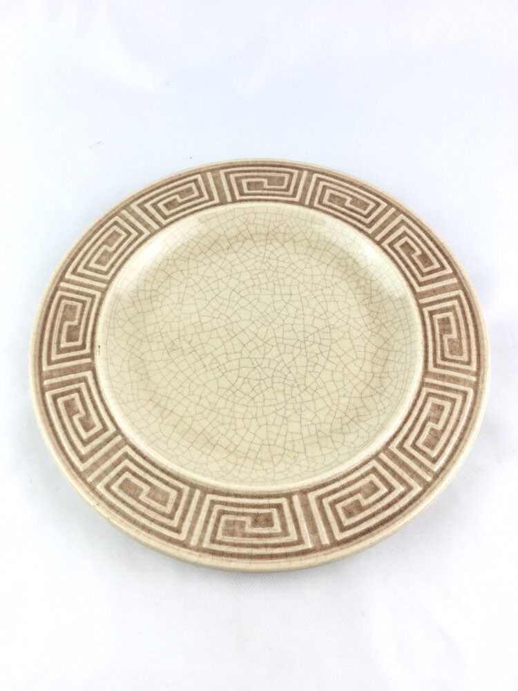 Modernist Plate Greek Key Plate Midcentury Modern Cream and | Etsy