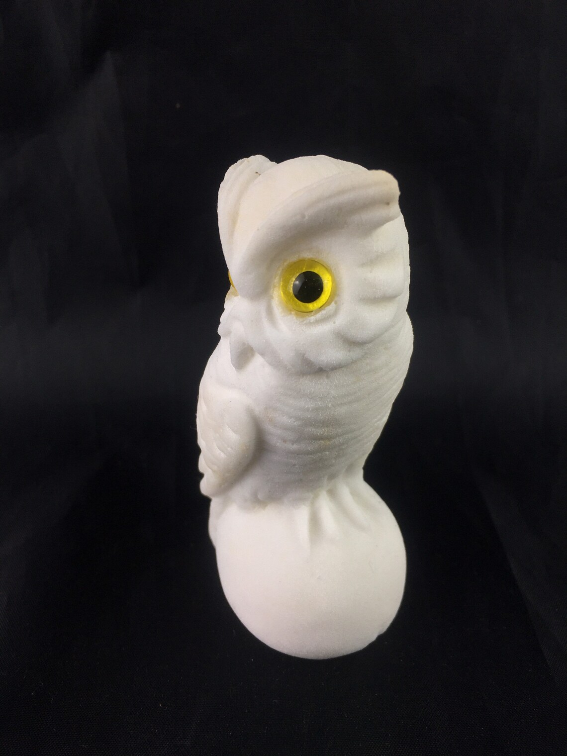 Alabaster Snow Owl Figurine by Norlean Glass Eyes Made in | Etsy