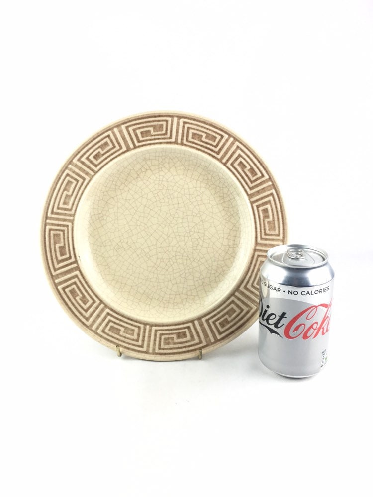 Modernist Plate Greek Key Plate Midcentury Modern Cream and | Etsy