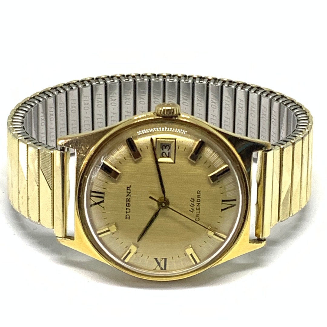 Vintage Watch, Dugena 444 Calendar, Swiss Watch, Unisex Watch, Gold ...