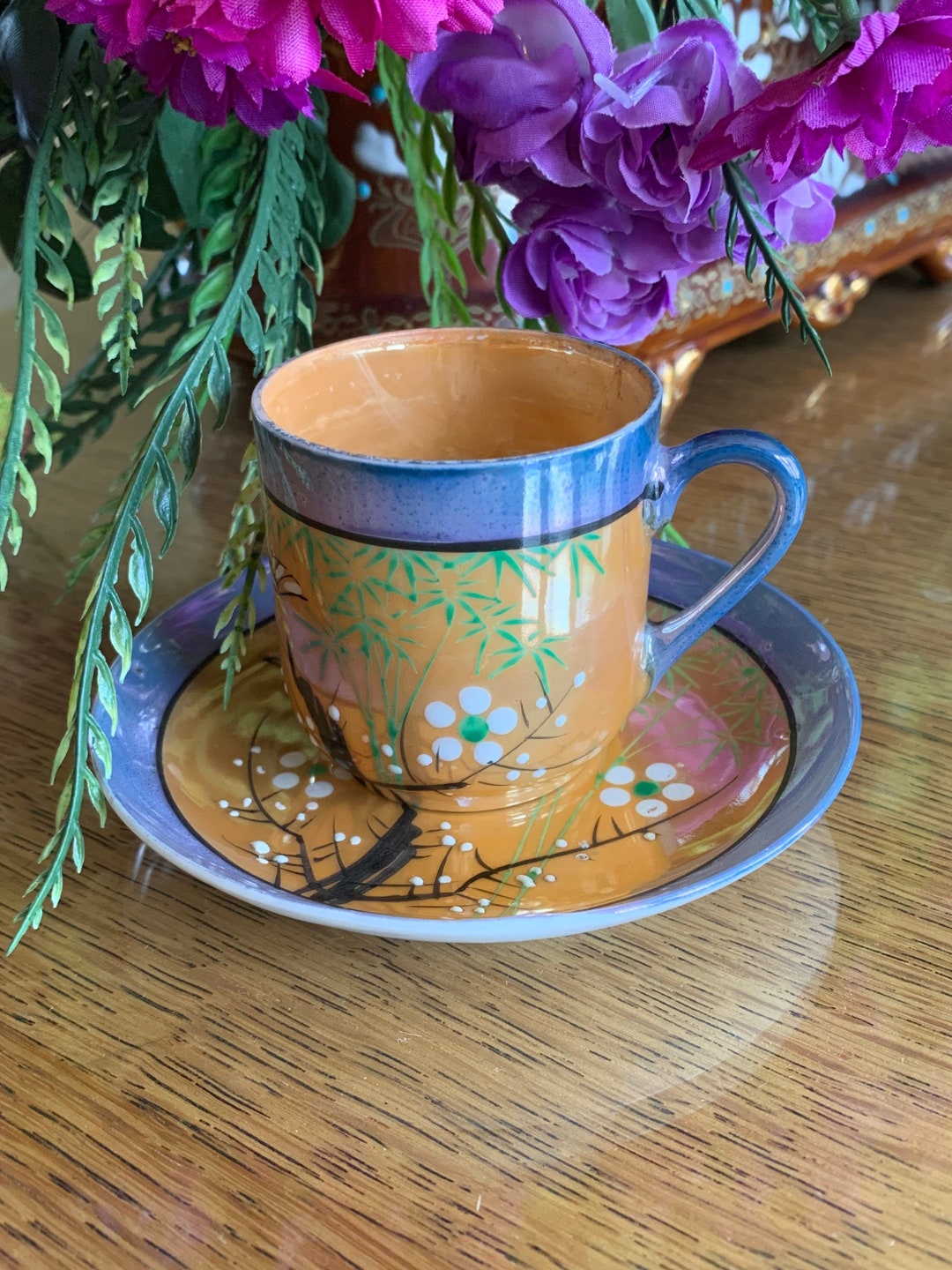 Vintage Nippon Tokusei Lusterware Demitasse Cup & Saucer: Hand-painted ...