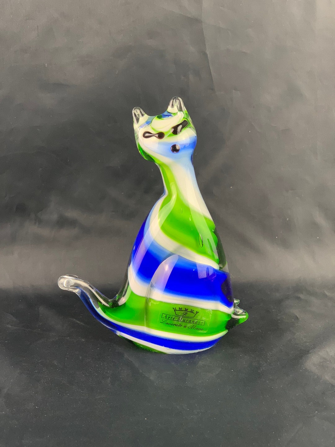Murano Cat, Lavorato a Mano, Adorable Kitty, Animal Figurine, Glass ...