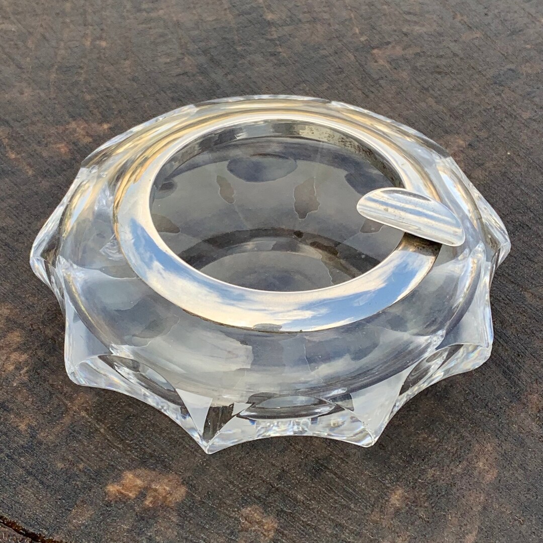 Art Deco Ashtray, Pure Silver Rim, German Manufacture, Cigar Ashtray , Silver & Crystal ...
