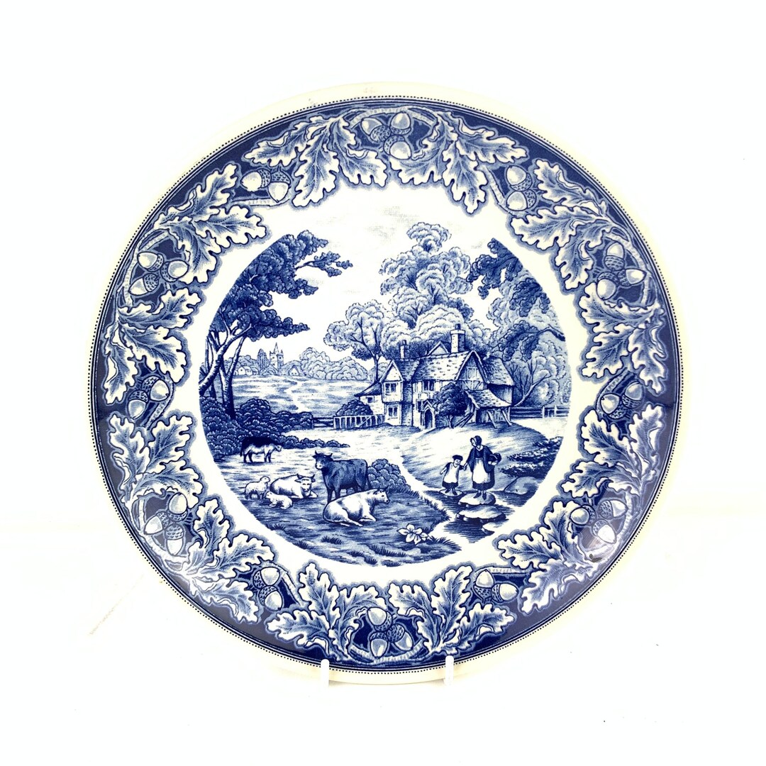 Vintage Plate, Cabinet Plate by Biltons England, Blue & White, British ...