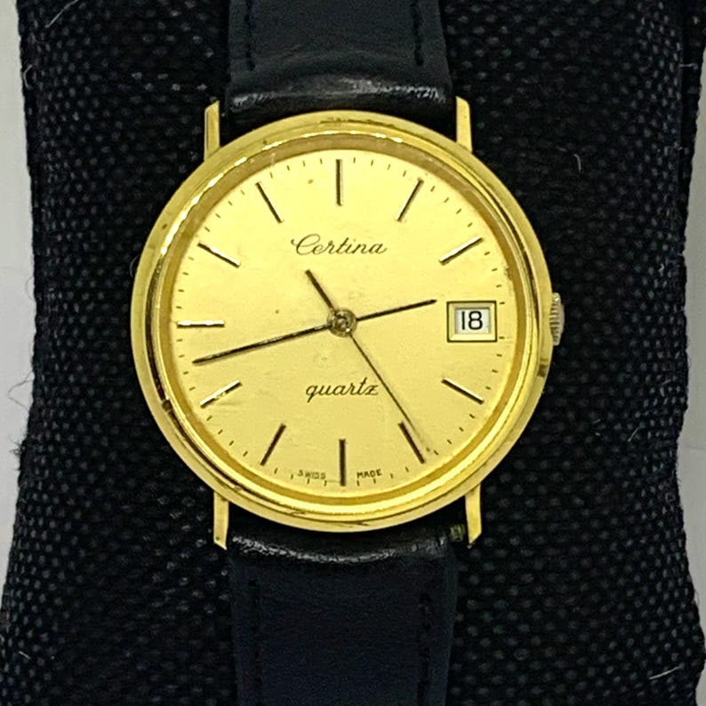 Vintage Certina Quartz Watch: Swiss Made Gold Plated Men's Wristwatch ...