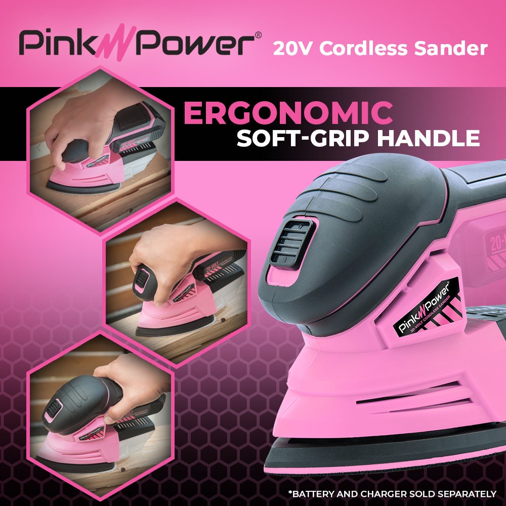 Pink Power Detail Sander for Woodworking 20V Cordless | Etsy