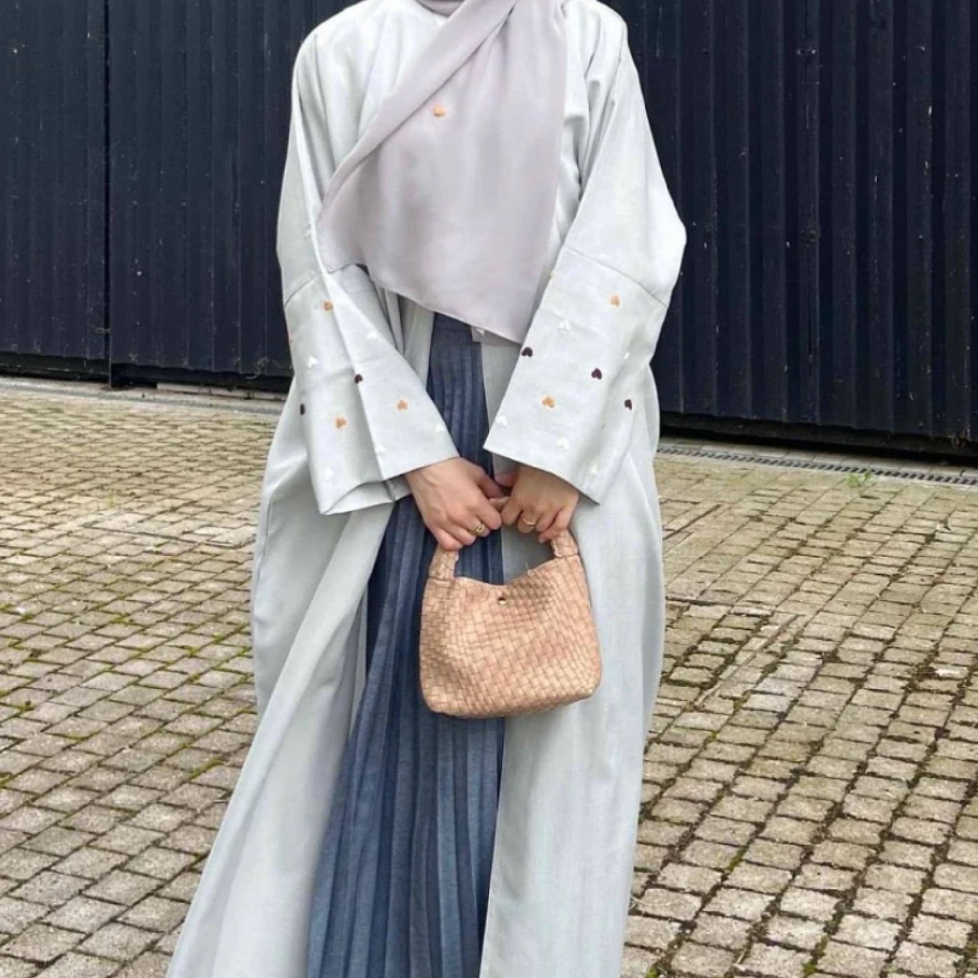 Love Heart Women Abaya, Embroidery Modest Muslim Dress, Islamic ...